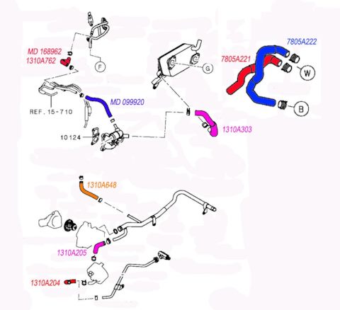 1310A205 Шланг системы охлаждения Mitsubishi | Запчасти на DRIVE2