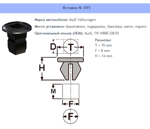 N90833801 КЛИПСА КРЕПЕЖНАЯ 171 VAG | Запчасти на DRIVE2