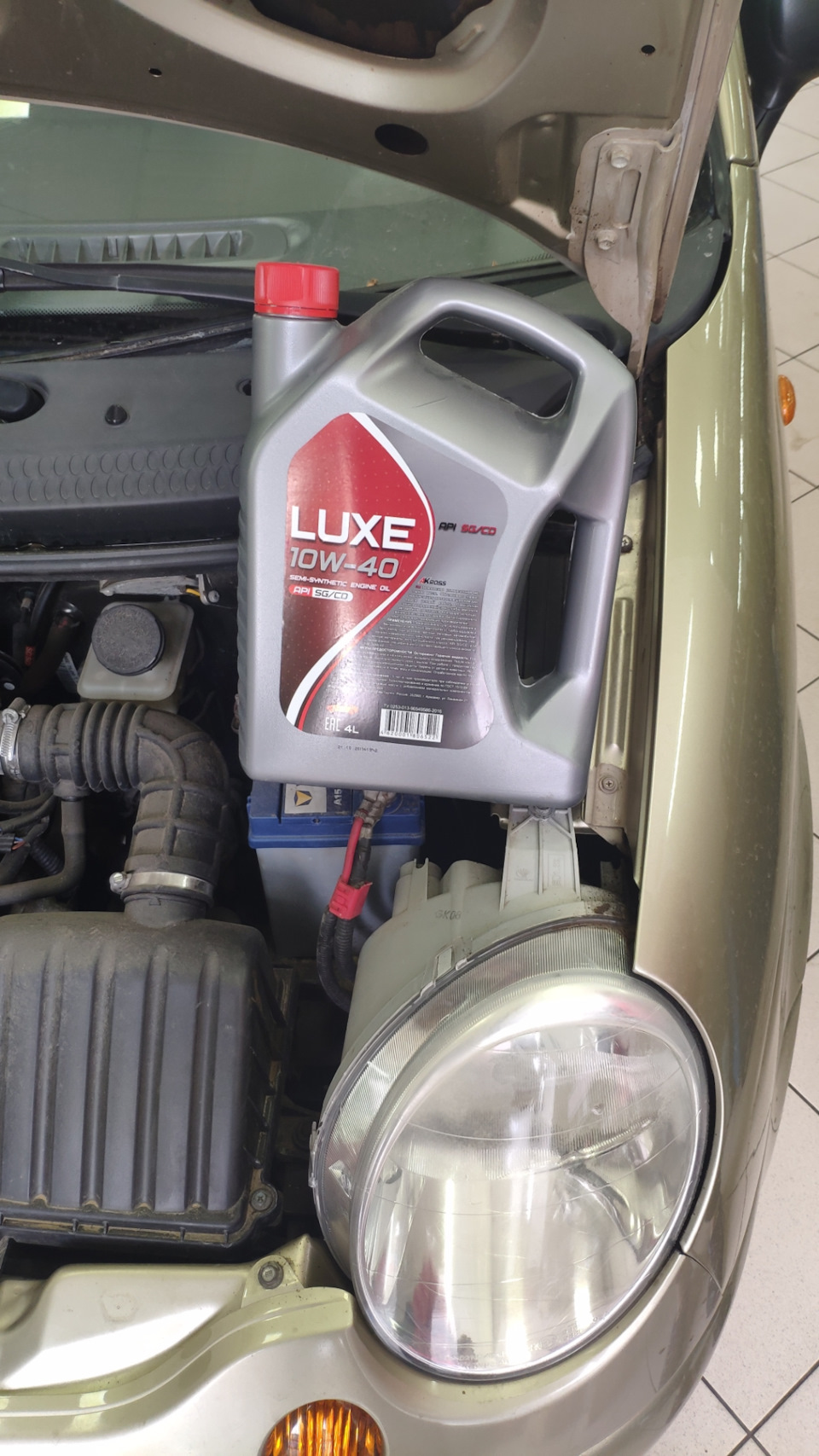 ТО-1. Akross LUXE 10w40 в зиму — Daewoo Matiz (M100/M150), 0,8 л, 2008 года | техосмотр | DRIVE2