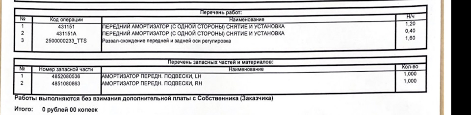 Гарантийная замена передних амортизаторов — Toyota Camry (XV70), 2,5 л ...