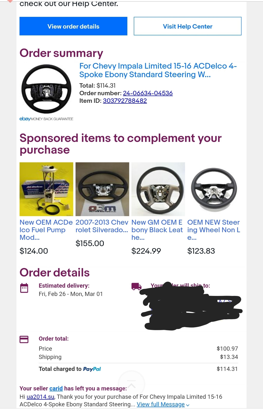 22/02 Заказал, Новый руль, колодки и фильтра — Chevrolet Impala (10G ...