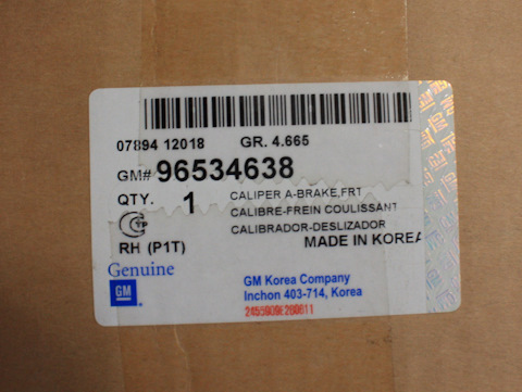 96534638 Суппорт тормозной передний правый / Chevrolet Aveo 03~ GM ...