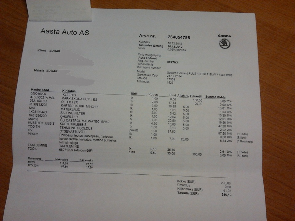 Второе ТО: 17500 км — Skoda Superb Mk2, 1,8 л, 2010 года | плановое ТО ...