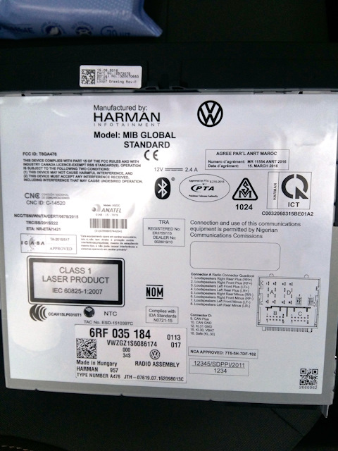 6RF035184 Головн.устр. Stereo-CD-MP3 со слотом для VAG | Запчасти на DRIVE2