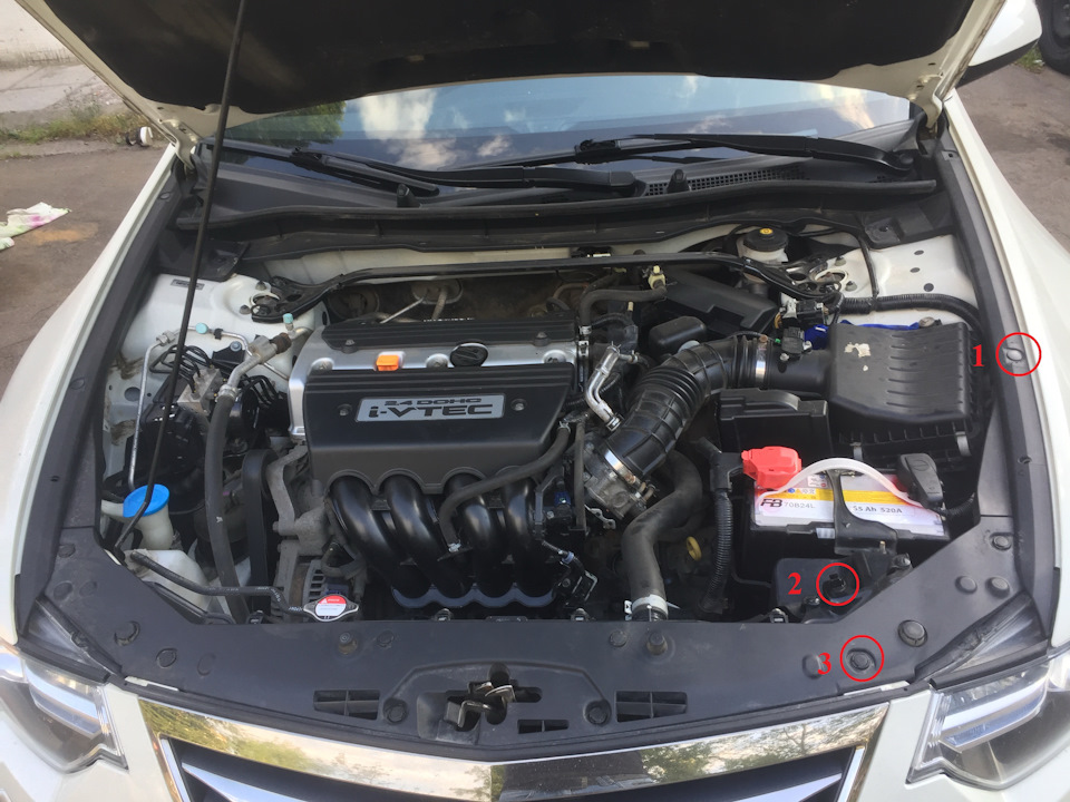 Подкапотные мелочи ( крышка + и крышка -, клипсы) — Honda Accord (8G ...
