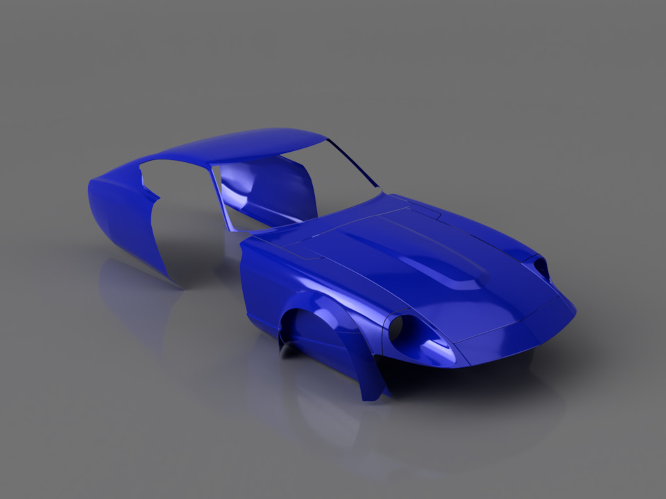 02. Datsun 280Z (1:8) Моделирование корпуса, тестовая печать ...