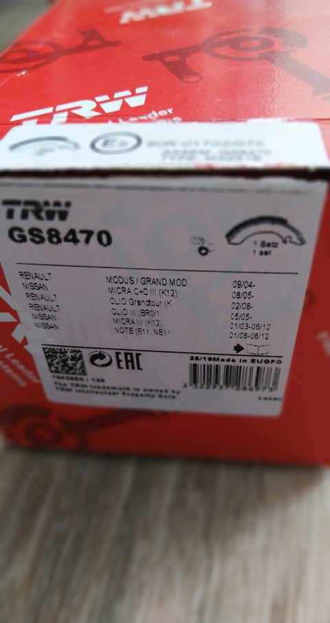 GS8470 Комплект тормозных колодок (барабан) для RENAULT, NISSAN TRW ...