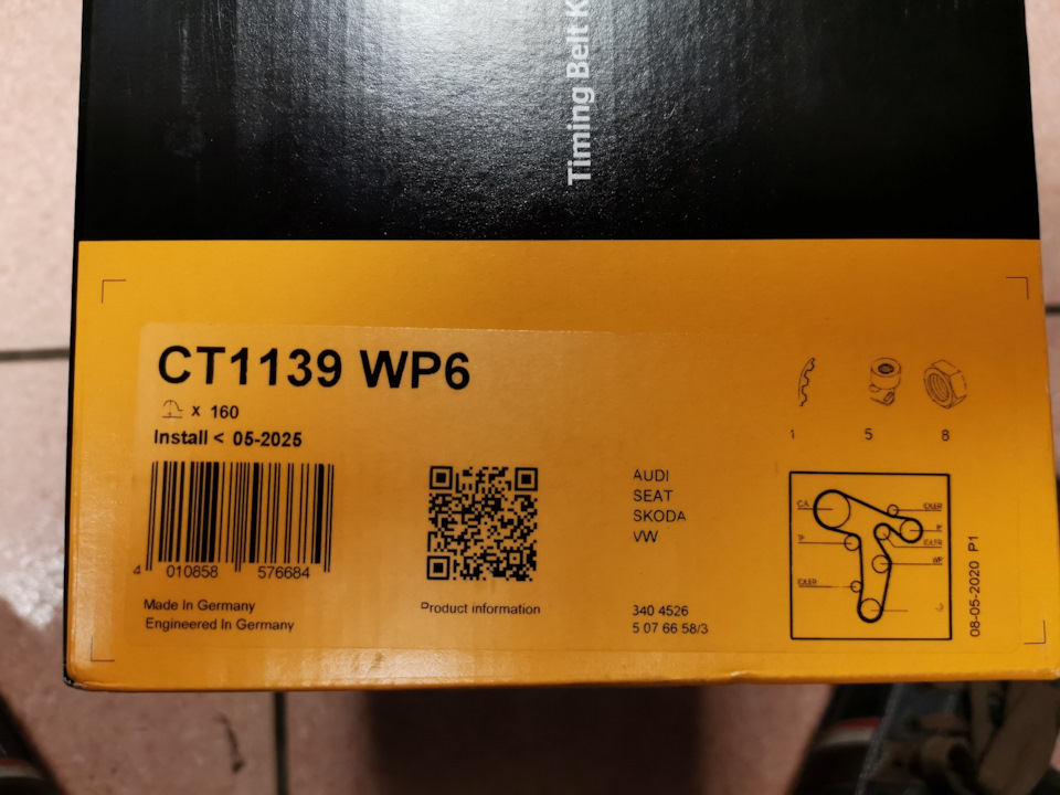 CT1139WP6 Комплект ГРМ с водяным насосом AUDI: A3 2.0 TDI/2.0 TDI ...