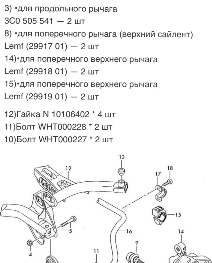 3C0505541 Сайлентблок VAG | Запчасти на DRIVE2