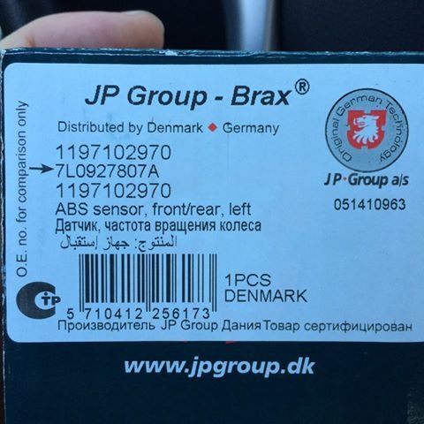 7L0927807A Датчик, частота вращения колеса VAG | Запчасти на DRIVE2