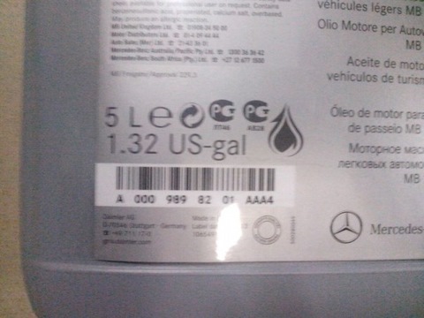 A0009898201 Масло моторное 1л Mercedes | Запчасти на DRIVE2