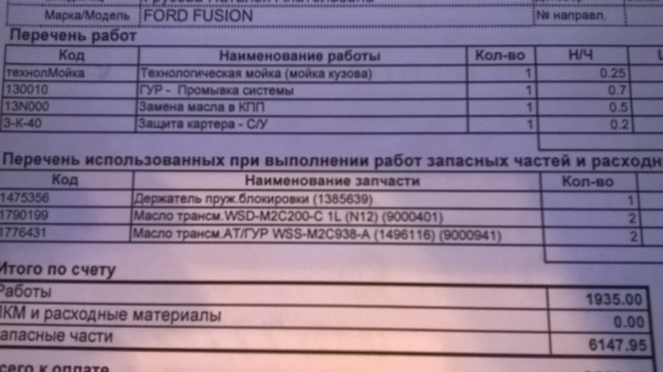 1496116 Масло ATF WSS-M2C938-A (Fo-08 4F27E)(1л) Ford | Запчасти на DRIVE2