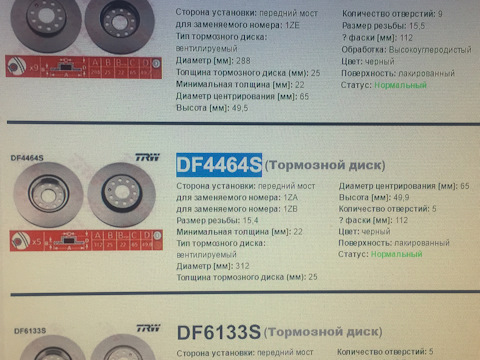 DF4464S Тормозной диск для SEAT, VW (FAW), AUDI, VW, CUPRA, VW (SVW ...