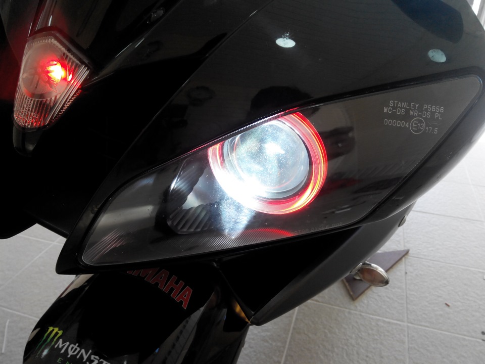 Yamaha R6 + G5 H1 RED Angel eyes — Xenon Bixenon на DRIVE2