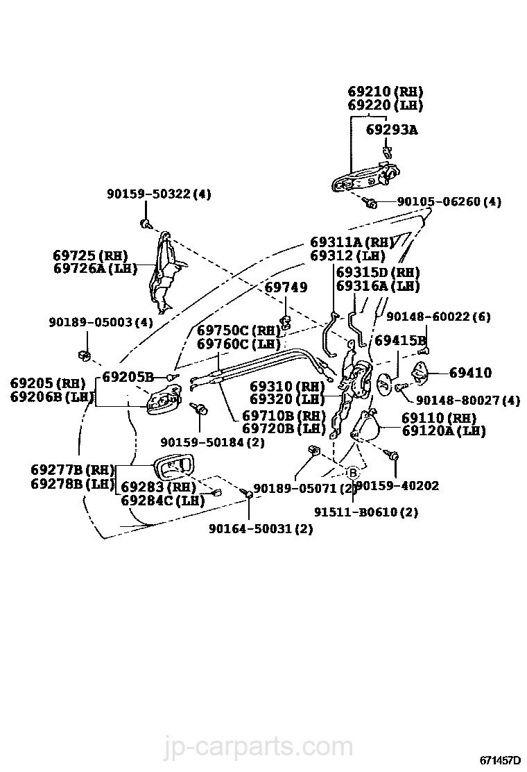 Трос для открывания водительской двери. — Toyota Altezza, 2 л, 1999 ...