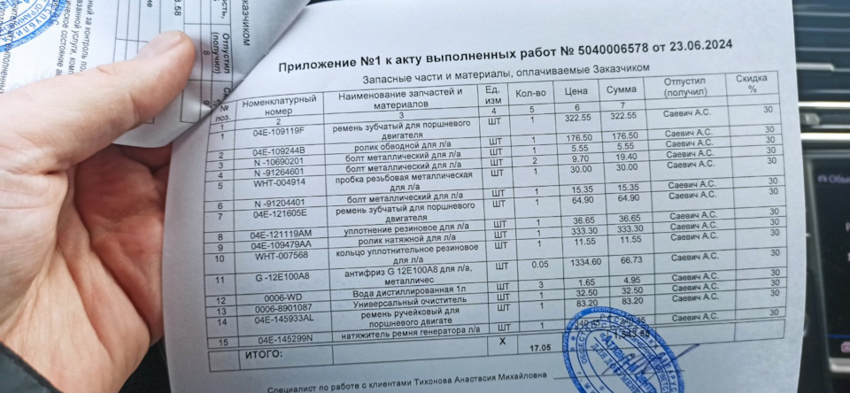 Замена ГРМ у официального дилера VW — Volkswagen Tiguan (2G), 1,4 л ...