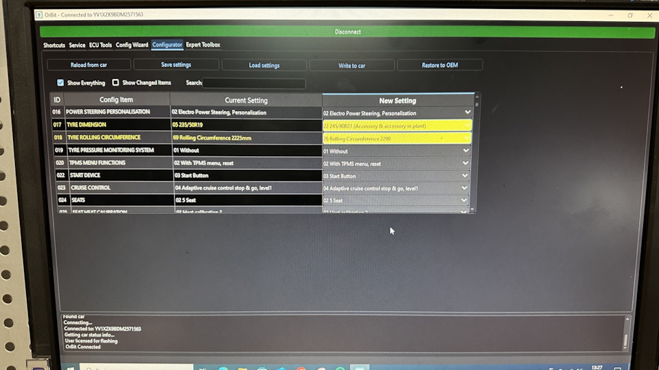 Установил 21 колеса и прошил через Orbit. — Volvo XC40, 2 л, 2021 года ...