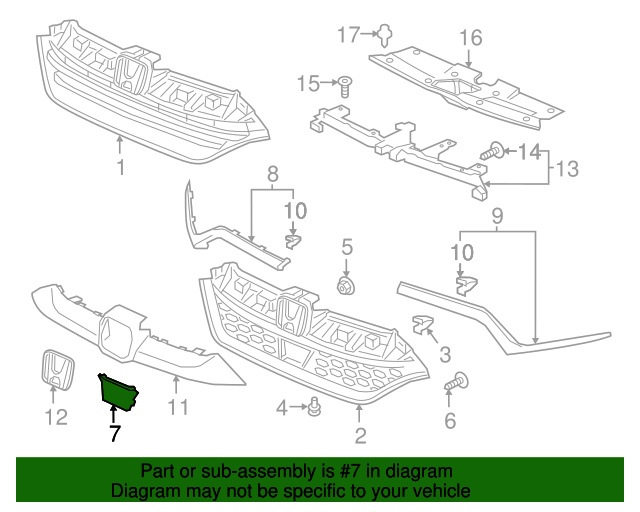 71124TLAA00 Крышка, радар, передняя решётка Honda | Запчасти на DRIVE2