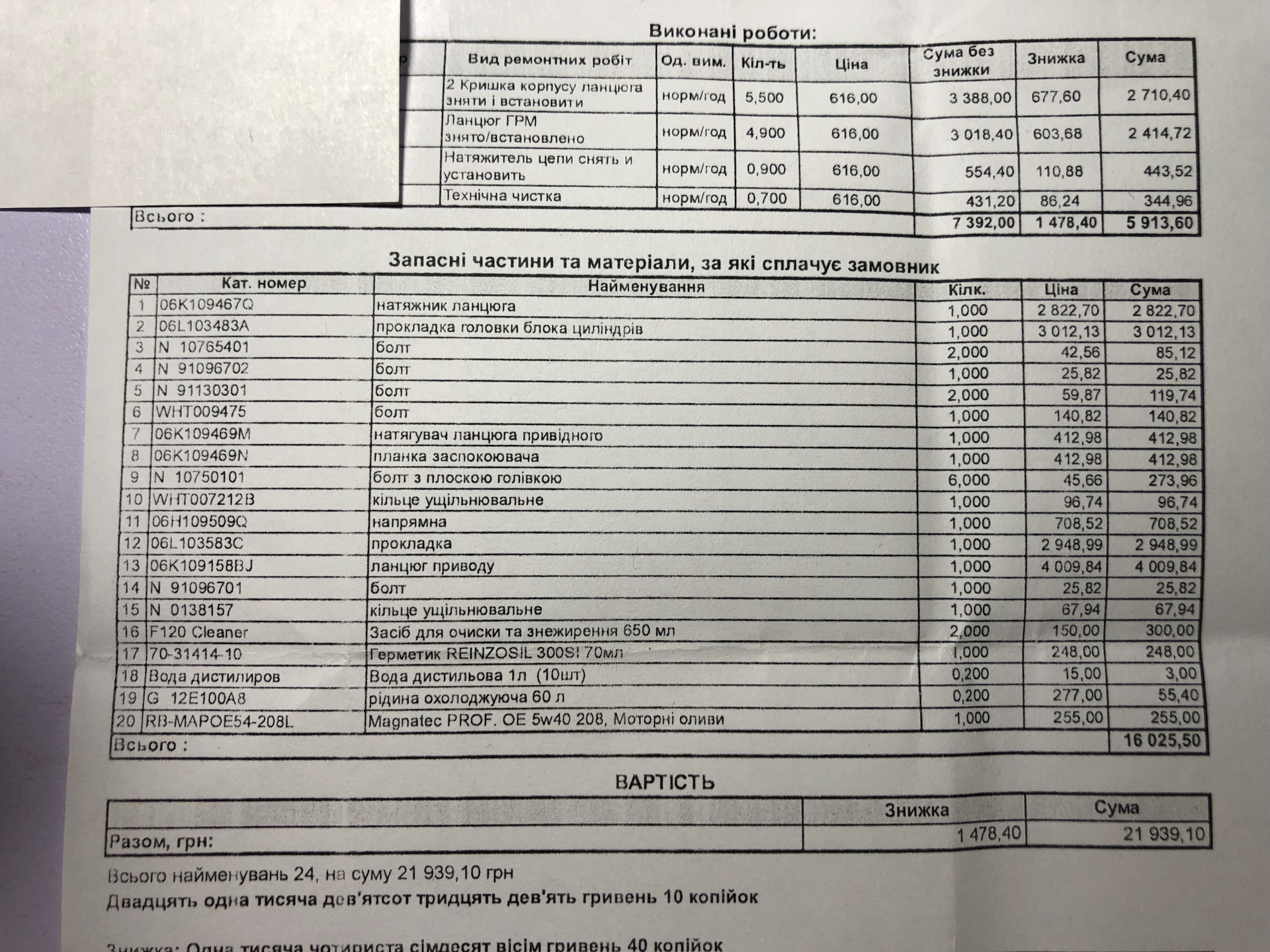 Замена цепи ГРМ (1.8 tsi CPKA) + переключатель света — Volkswagen ...