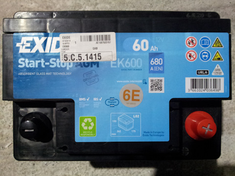 EK600 Аккумуляторная батарея EXIDE | Запчасти на DRIVE2
