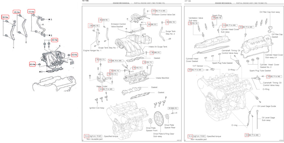 Замена свечей на двигателе 1MZ-FE со снятием впускного коллектора ...