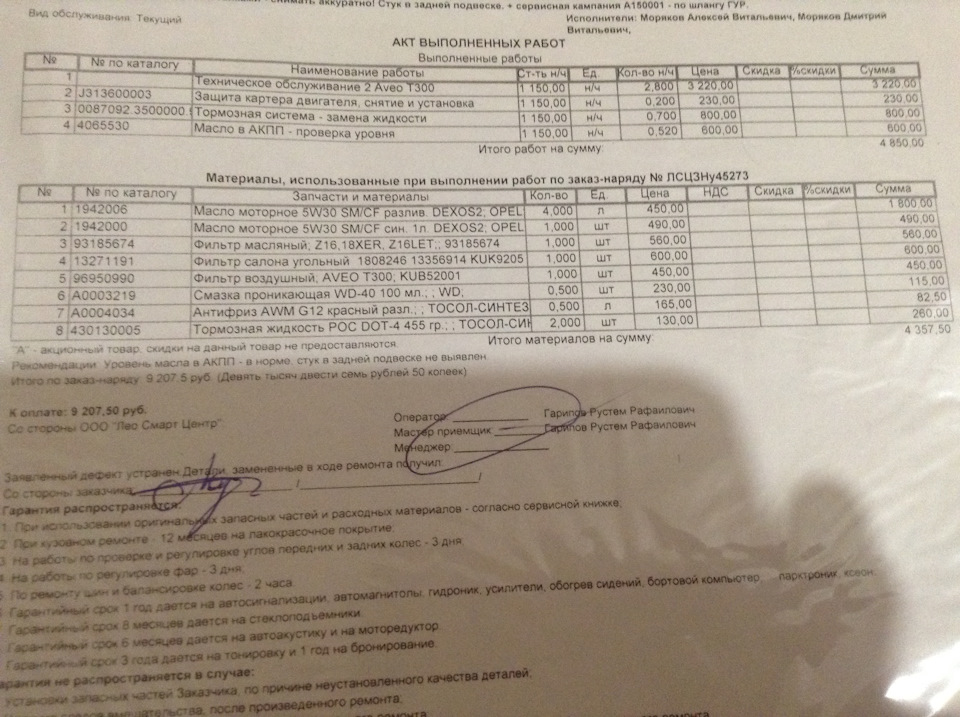 ТО 2 у ОД в Леосмарт — Chevrolet Aveo Sedan (2G), 1,6 л, 2014 года ...