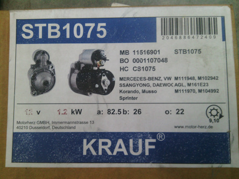 STB1075 Стартер KRAUF | Запчасти на DRIVE2