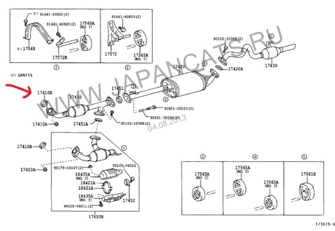 9090105020 Болт крепежный приемной трубы глушителя TOYOTA TOYOTA LEXUS ...