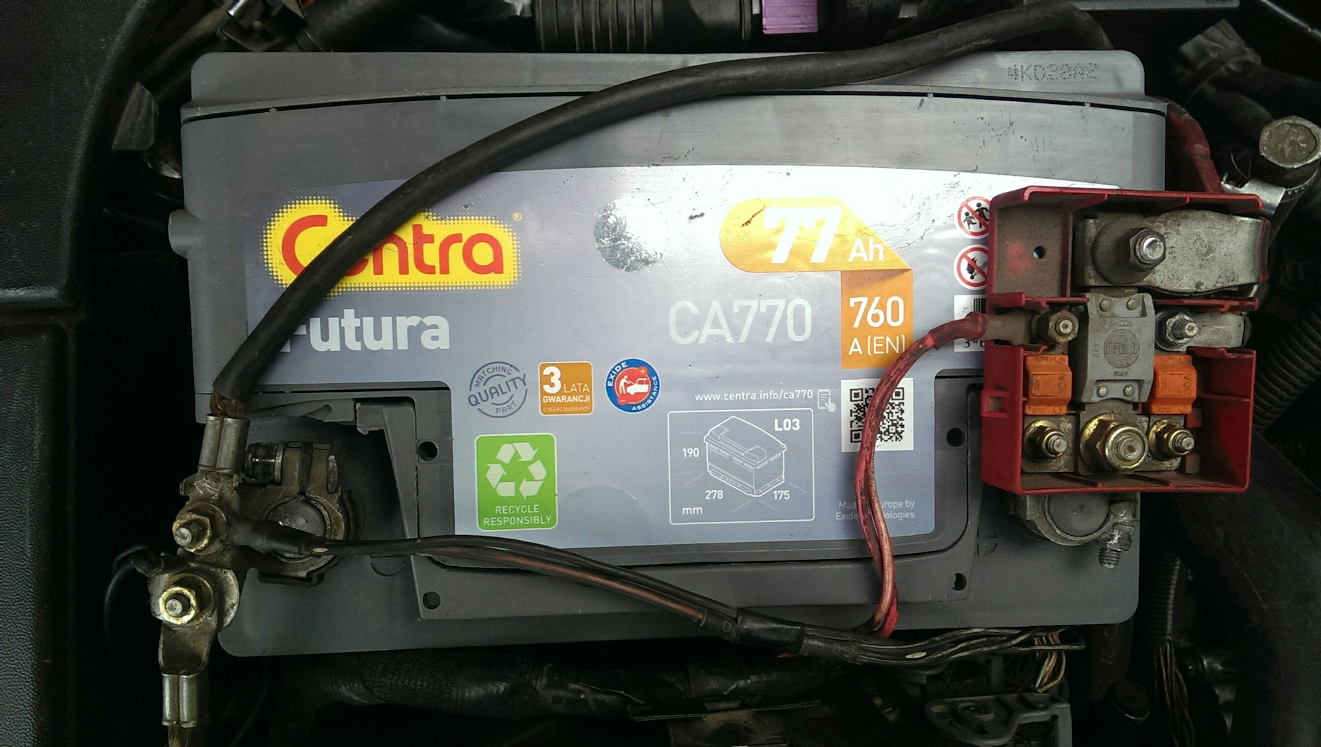 Новый АКБ Centra Futura 77 — Renault Megane II, 2 л, 2004 года ...