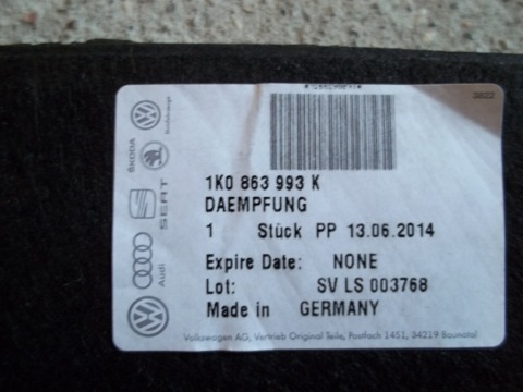 1K0863993K Шумоизоляция водоотвода короба грузовика VAG | Запчасти на ...