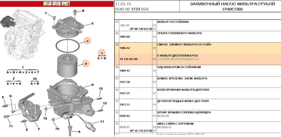 Выбор топливного фильтра — Citroen DS5, 2 л, 2012 года | плановое ТО ...
