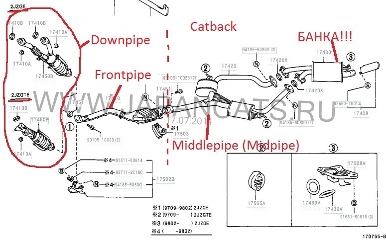 Выхлоп (Фронтпайп+даунпайп) — Toyota Supra (80), 3 л, 2001 года ...