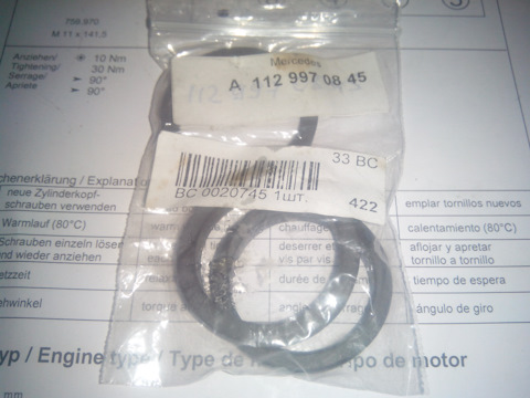 A1129970845 Кольцо уплотнительное головки блока Mercedes | Запчасти на ...