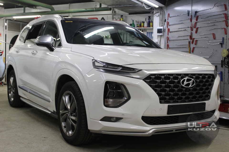 Удаление вмятин без покраски на задней двери Hyundai Santa Fe ...
