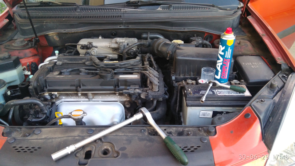 Пенная раскоксовка двигателя Lavrом — KIA Rio (2G), 1,4 л, 2006 года ...