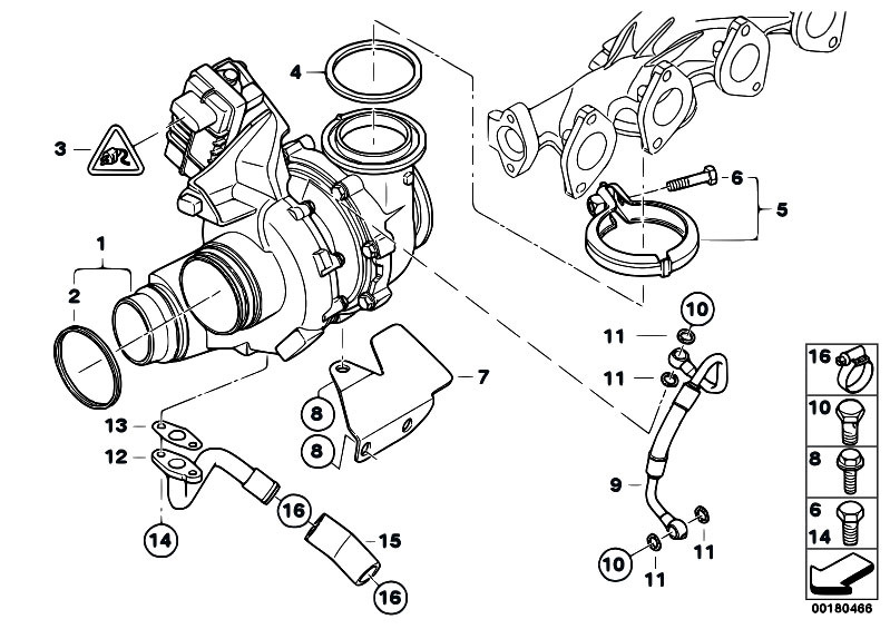 Замена маслоподводящего шланга к турбине — BMW 5 series (F10), 3 л ...