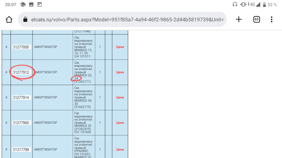 31277800 Амортизатор Volvo | Запчасти на DRIVE2