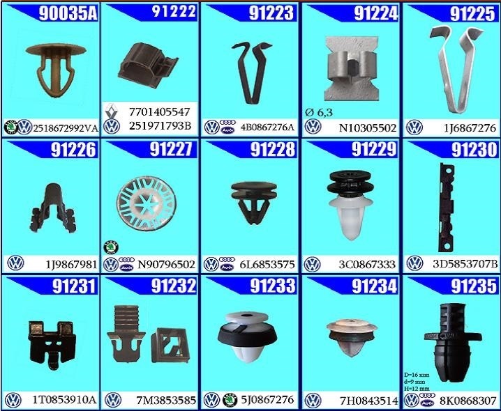 Клипсы используемые в Volkswagen, Skoda, Audi (VAG) и их артикулы ...