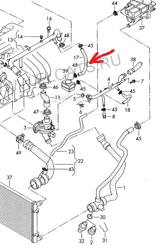 06B121058 Шланг системы охлаждения VAG | Запчасти на DRIVE2