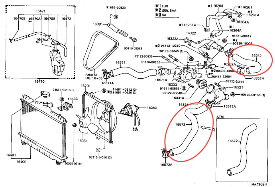 Подбор патрубков охлаждения Toyota Corolla 80 — Toyota Corolla (80), 1 ...