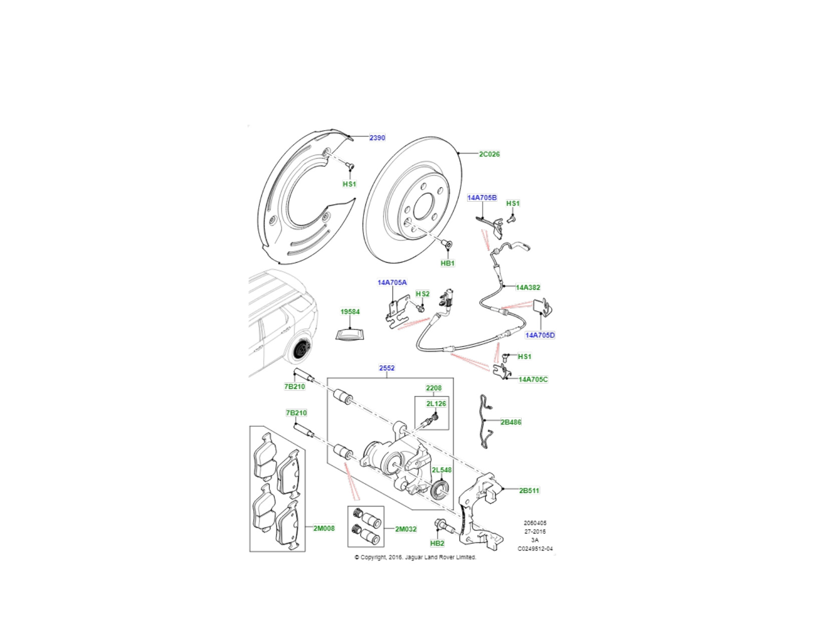 Замена задних тормозных колодок. — Land Rover Discovery Sport (1G), 2 л ...