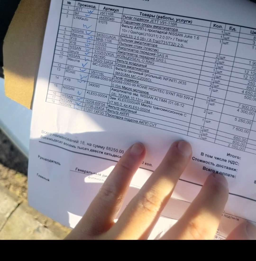 Большое ТО — Nissan Teana (L33), 2,5 л, 2014 года | плановое ТО | DRIVE2