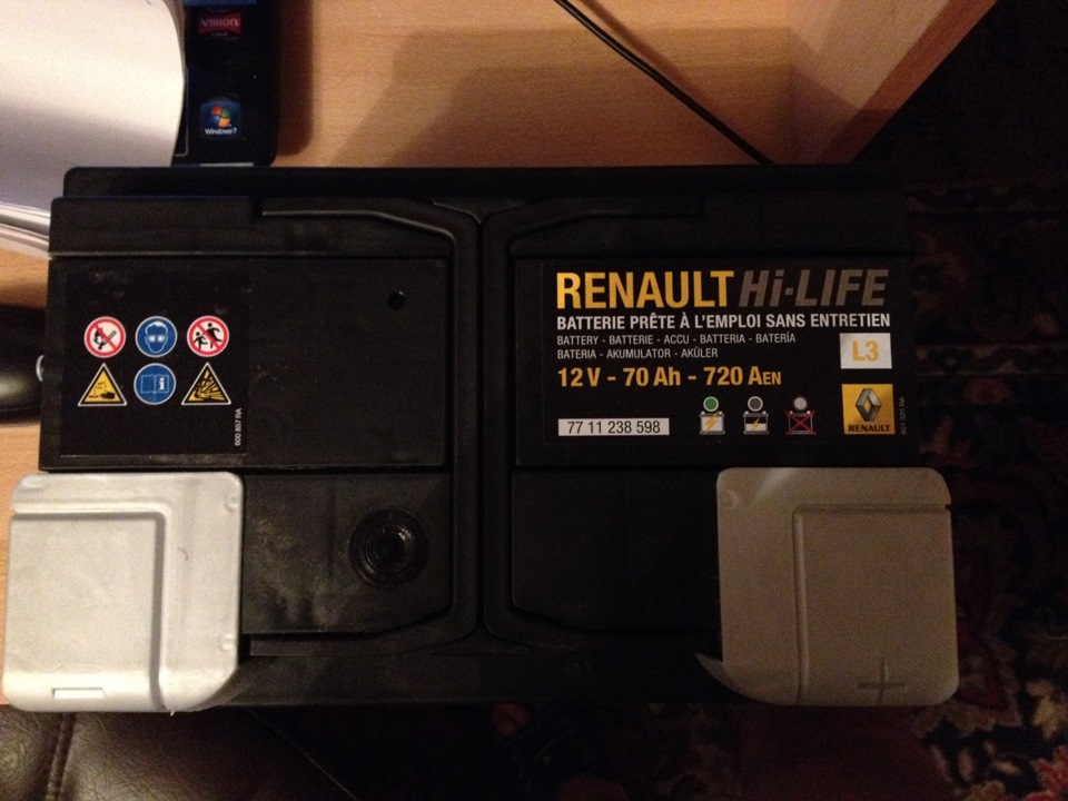 7711238598 Аккумулятор 70Ah 720A Рено Kangoo 2, Laguna 3, Logan, Megane ...