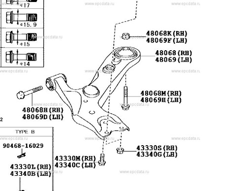 4878012140 САЙЛЕНТБЛОК ПРОДОЛЬНОГО РЫЧАГА ЗАДНЕЙ ПОДВЕСКИ, ПЕРЕДНИЙ ...