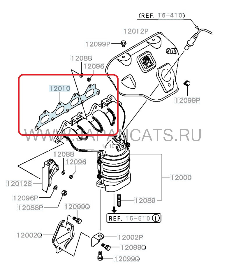 Прокладка выпуска — Mitsubishi Lancer VII, 1,5 л, 2008 года | запчасти ...
