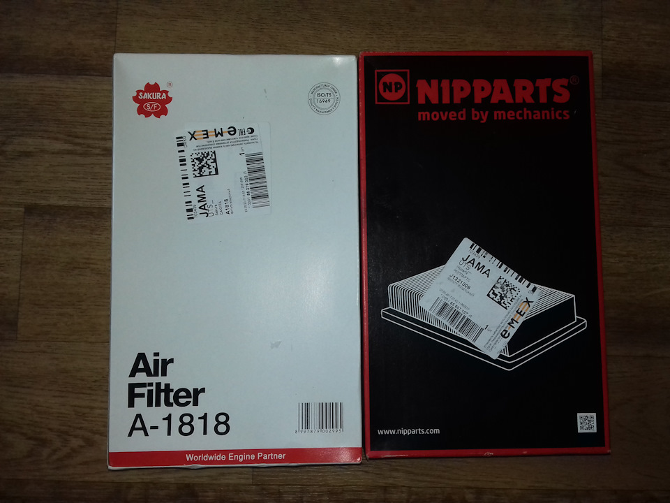 53) сравнение воздушных фильтров Sakura A1818 и Nipparts J1321008 — Nissan Sunny (B15), 1,5 л ...