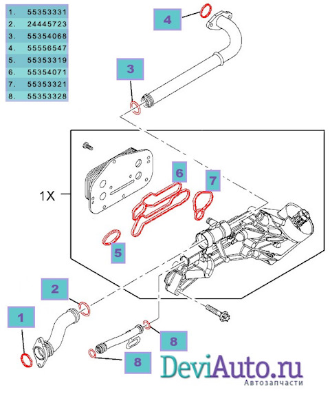 55556547 Кольцо уплотнительное трубки маслоохладителя GM | Запчасти на ...