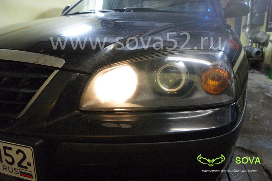 Hyundai Elantra ХD. ДХО из штатных фар дальнего света. — SOVA на DRIVE2