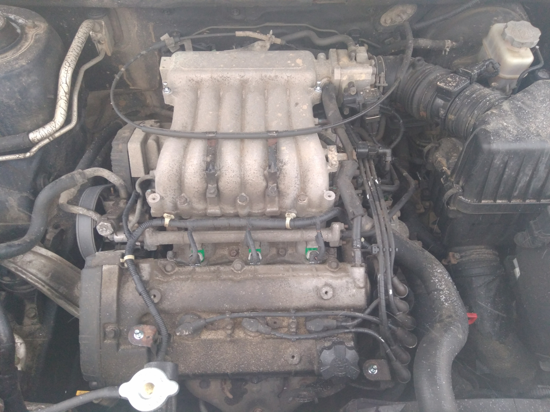 Накладка двигателя без болтов — Hyundai Santa Fe (1G), 2,7 л, 2004 года ...