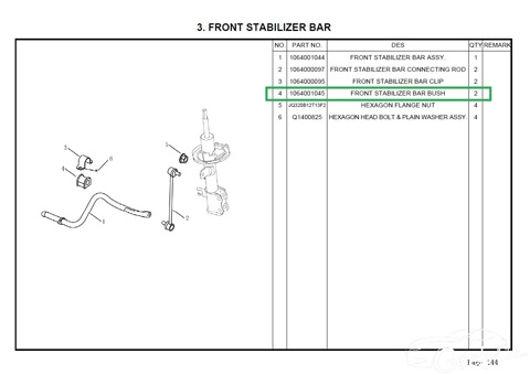 1064001044 Стабилизатор GEELY | Запчасти на DRIVE2